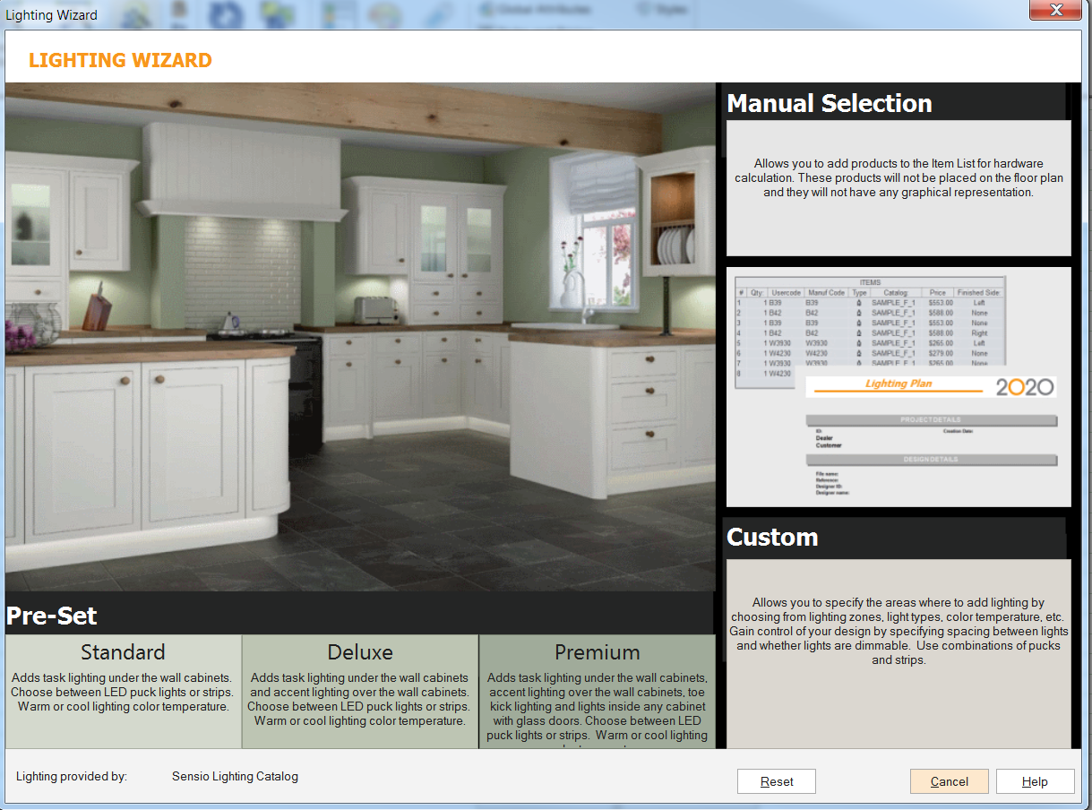 How to activate the lighting wizard – Design