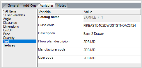 Change the description of an item in the attributes – Design