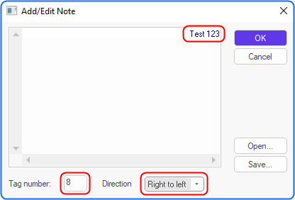 Add, change or delete a tag number for a note – Design