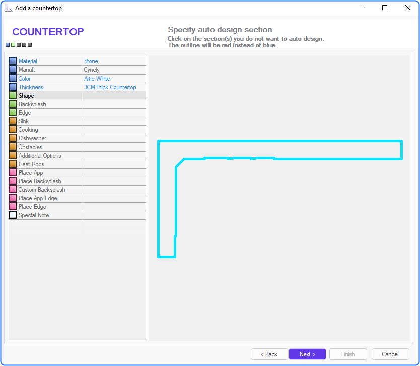 Countertop: Auto-design over existing cabinets – Design