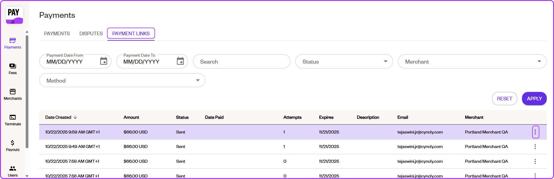 Cyncly Payments reporting – Design