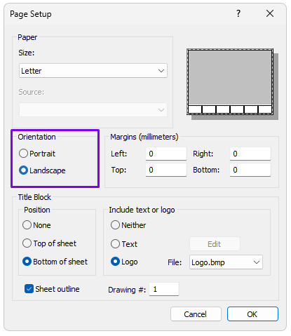 How to change the Drawing Layout page orientation to Landscape – Design